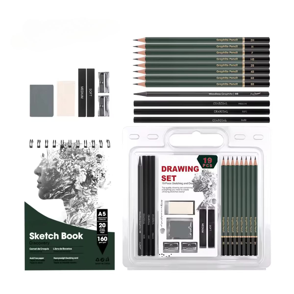 Zeichenset für Künstler - ArtX 19-teiliges Skizzierset für Anfänger - CalliGraphix